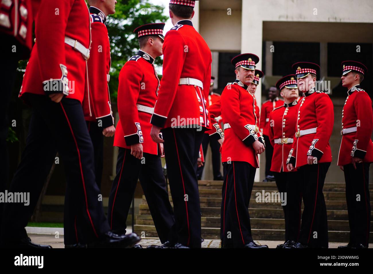 Members of the Scots Guards gather ahead of the Black Sunday Parade, at ...