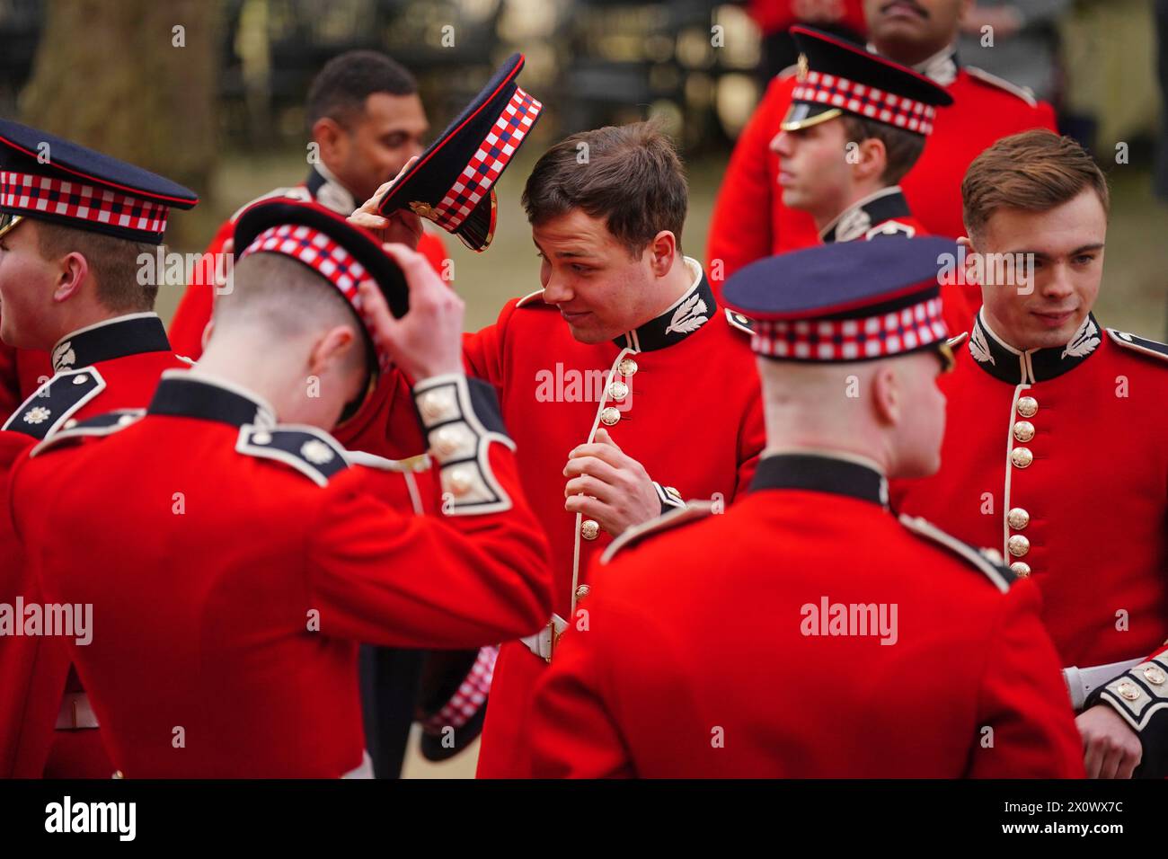 Members of the Scots Guards gather ahead of the Black Sunday Parade, at ...