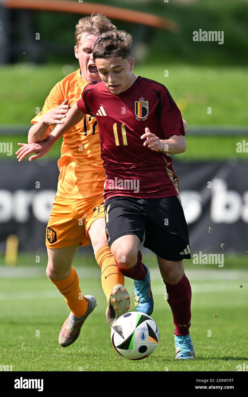 Sil Blokhuis (17) of The Netherlands and Andrea Di Benedetto (11) of Belgium pictured during a ...
