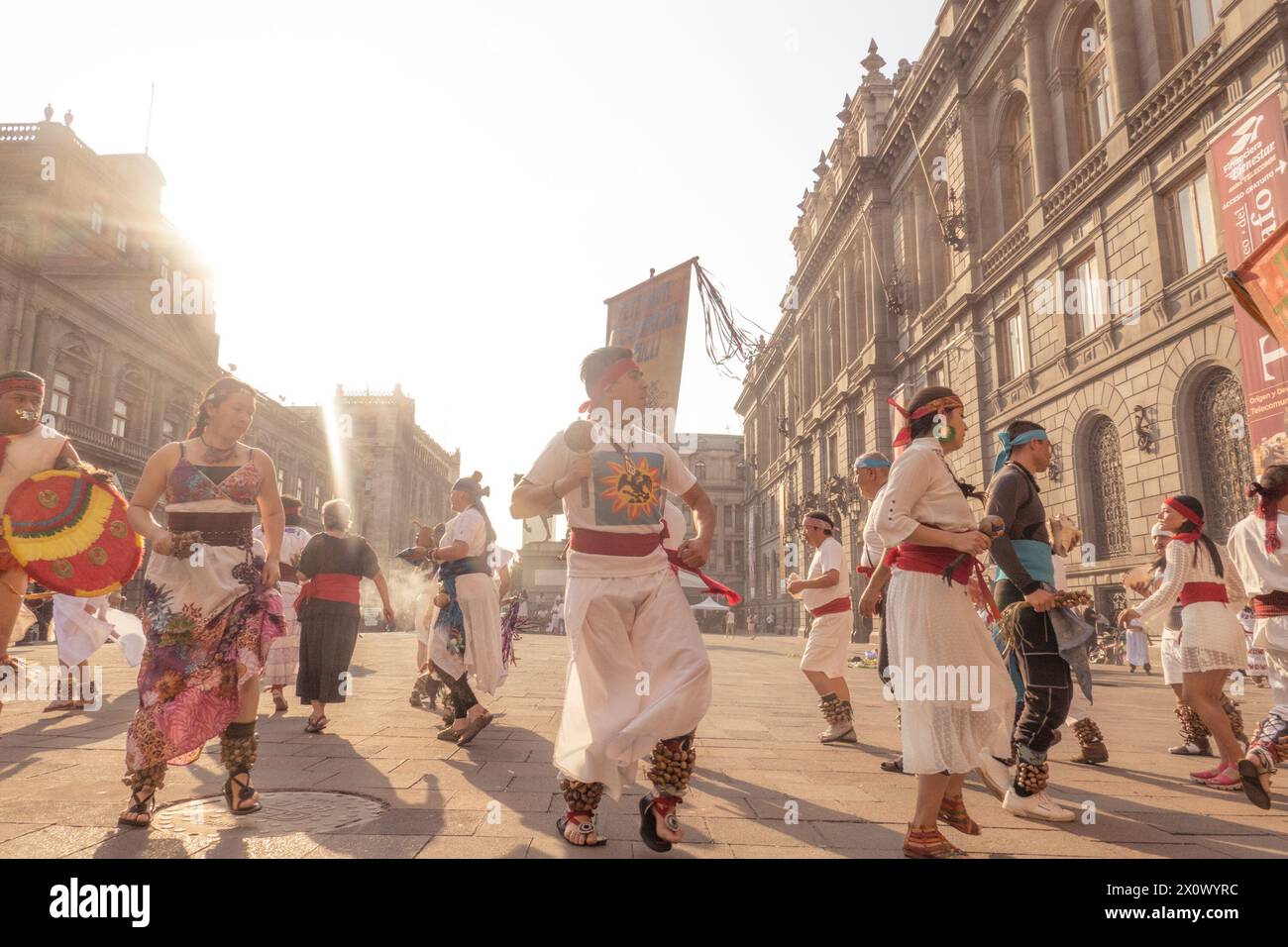 Calpulli Tonalehqueh performs at public square in celebration of Aztec ...