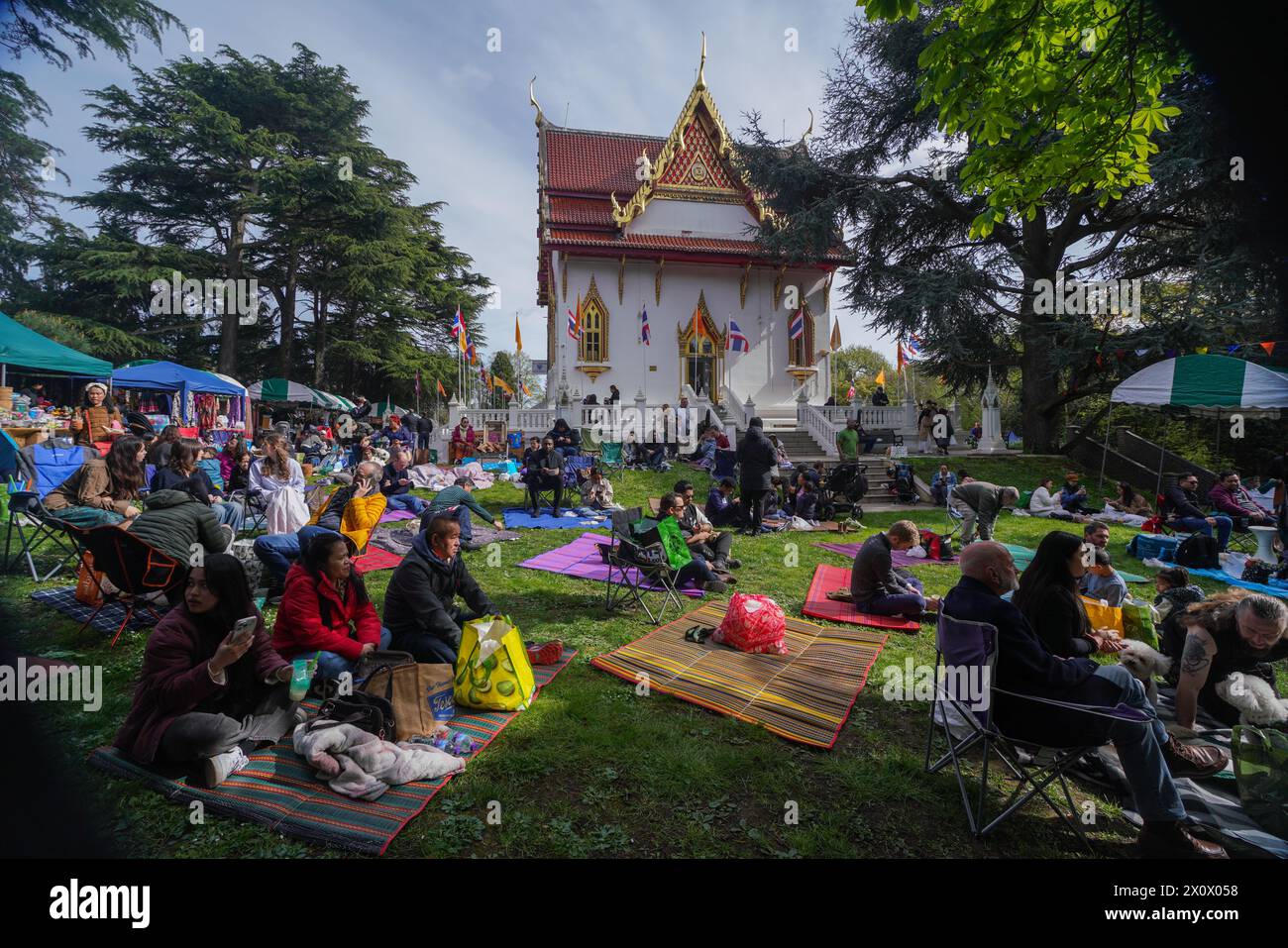 London 14 April 2024 .Large crowds attend the Songkran Thai New Year ...