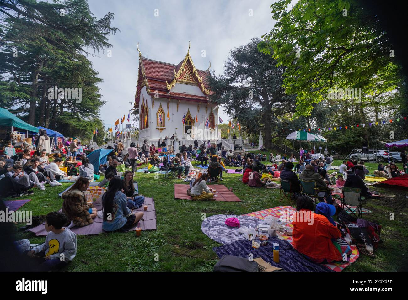 London 14 April 2024 .Large crowds attend the Songkran Thai New Year ...