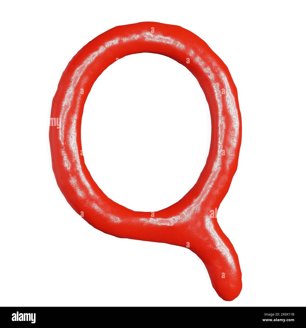 3d render of isolated on white ketchup alphabet font top view for food ...