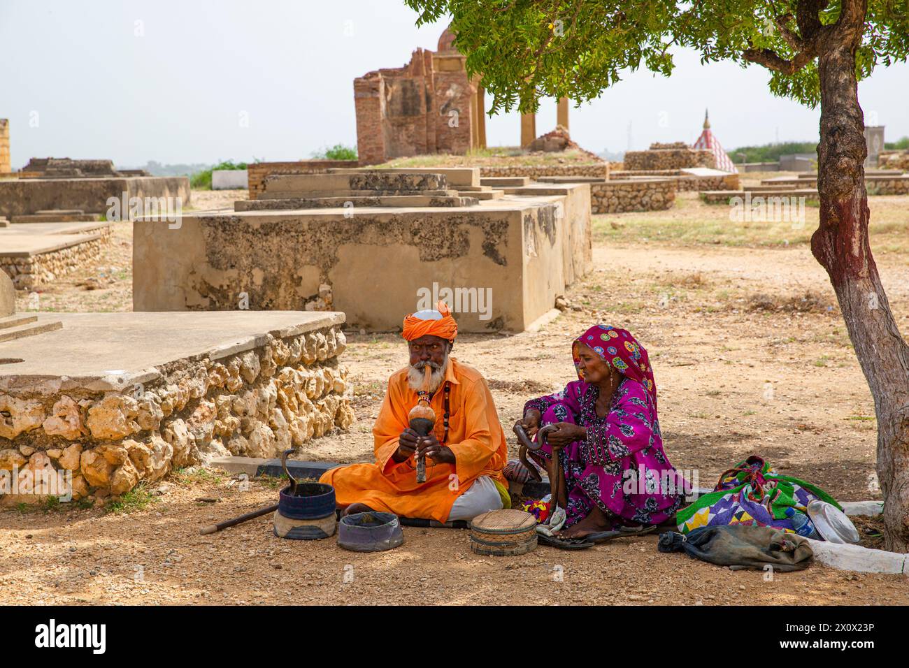 24 September, 2023 Thatta, Pakistan. Flute players and cobra snakes in ...