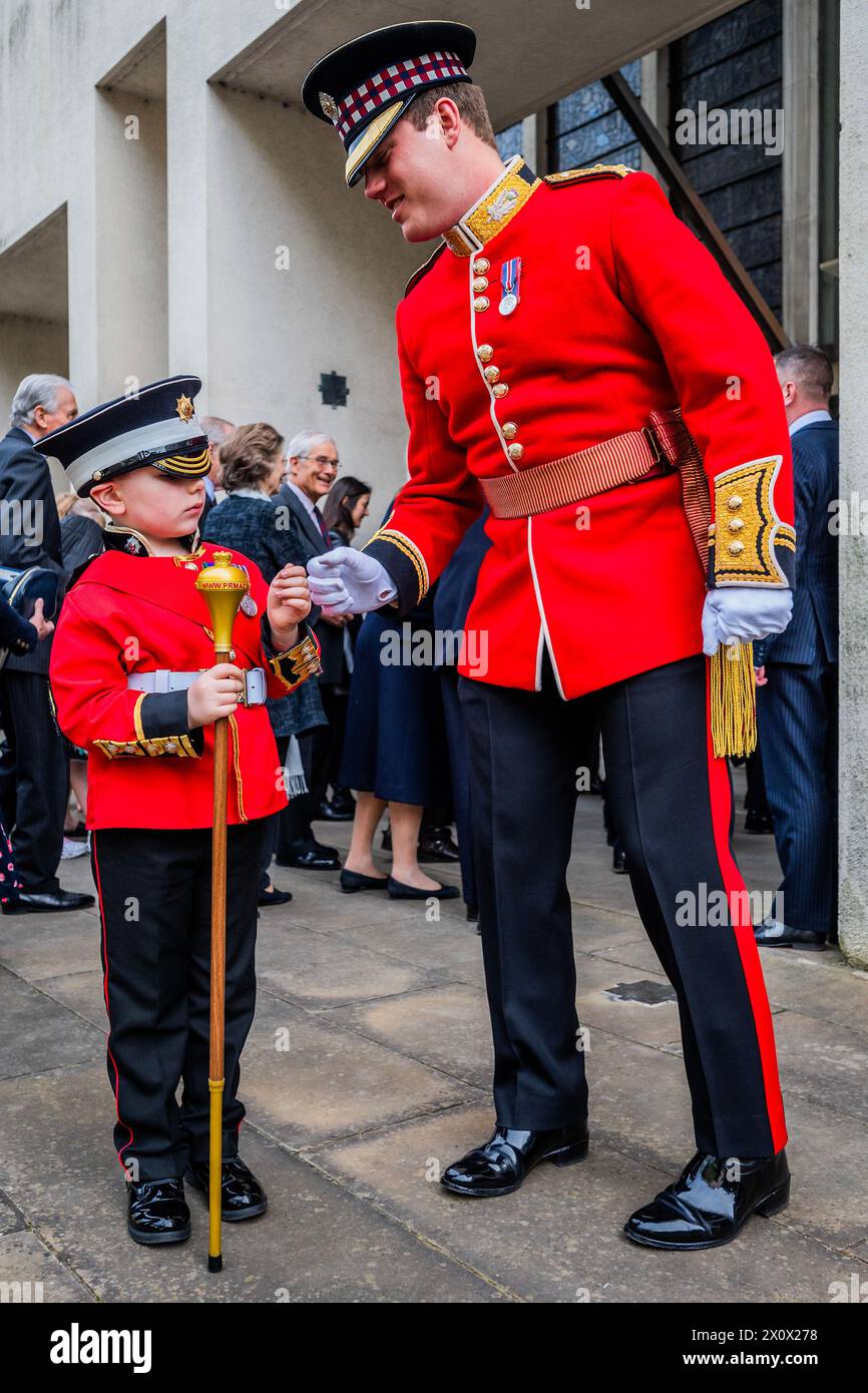 London, UK. 14th Apr, 2024. Frank Gates, aged 5, arrives in Coldstream ...