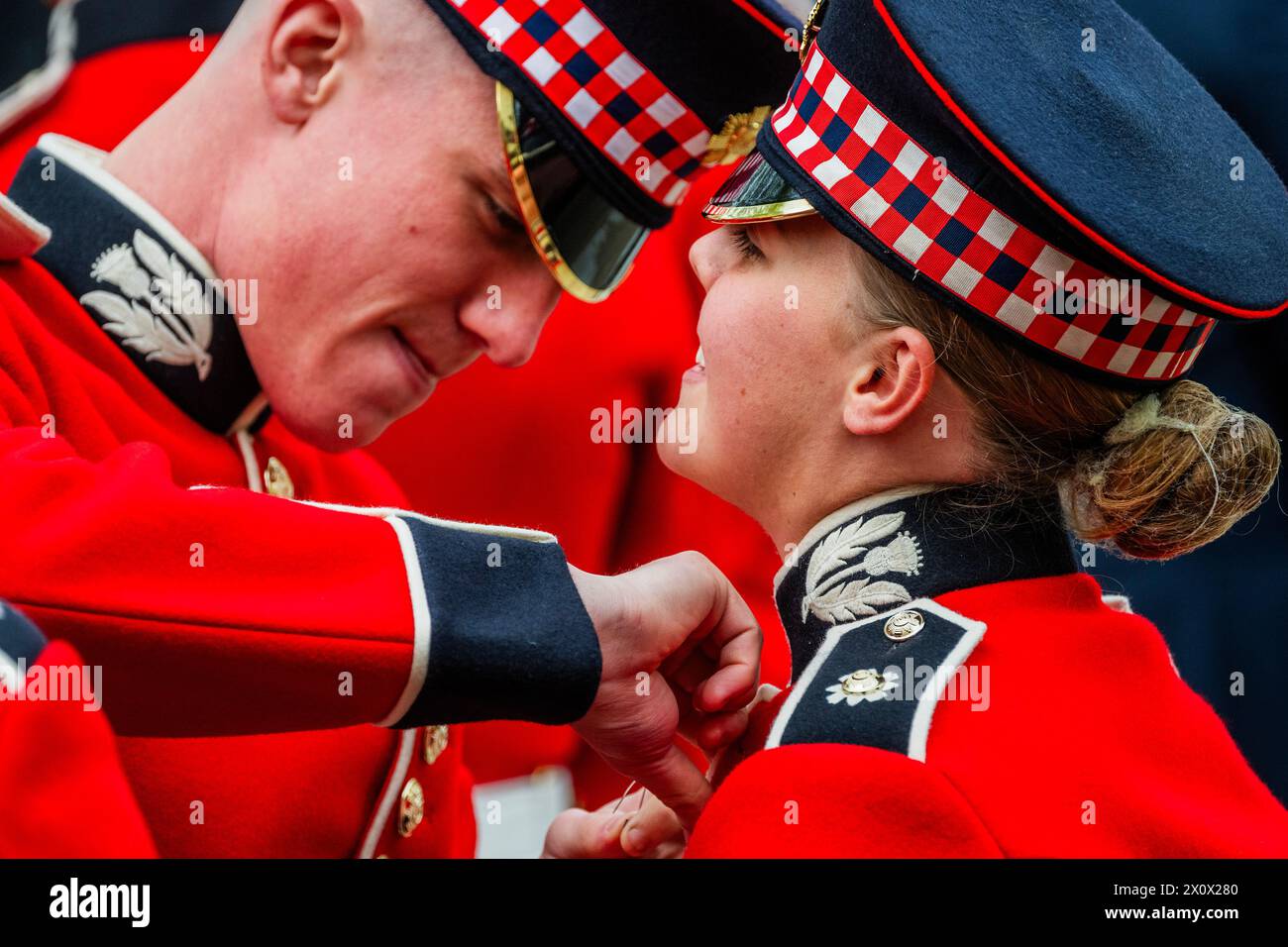 London, UK. 14 Apr 2024. Guardsman Spriggs, F Company Scots Guards, the ...
