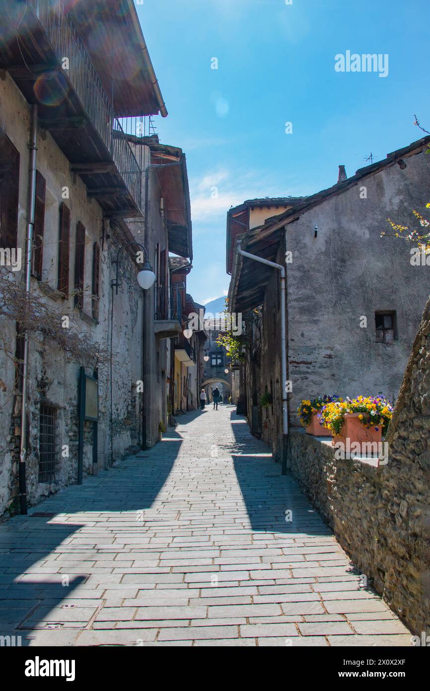 Beautiful old medieval town of Bard, Aosta Valley, Piedmont, Italy ...