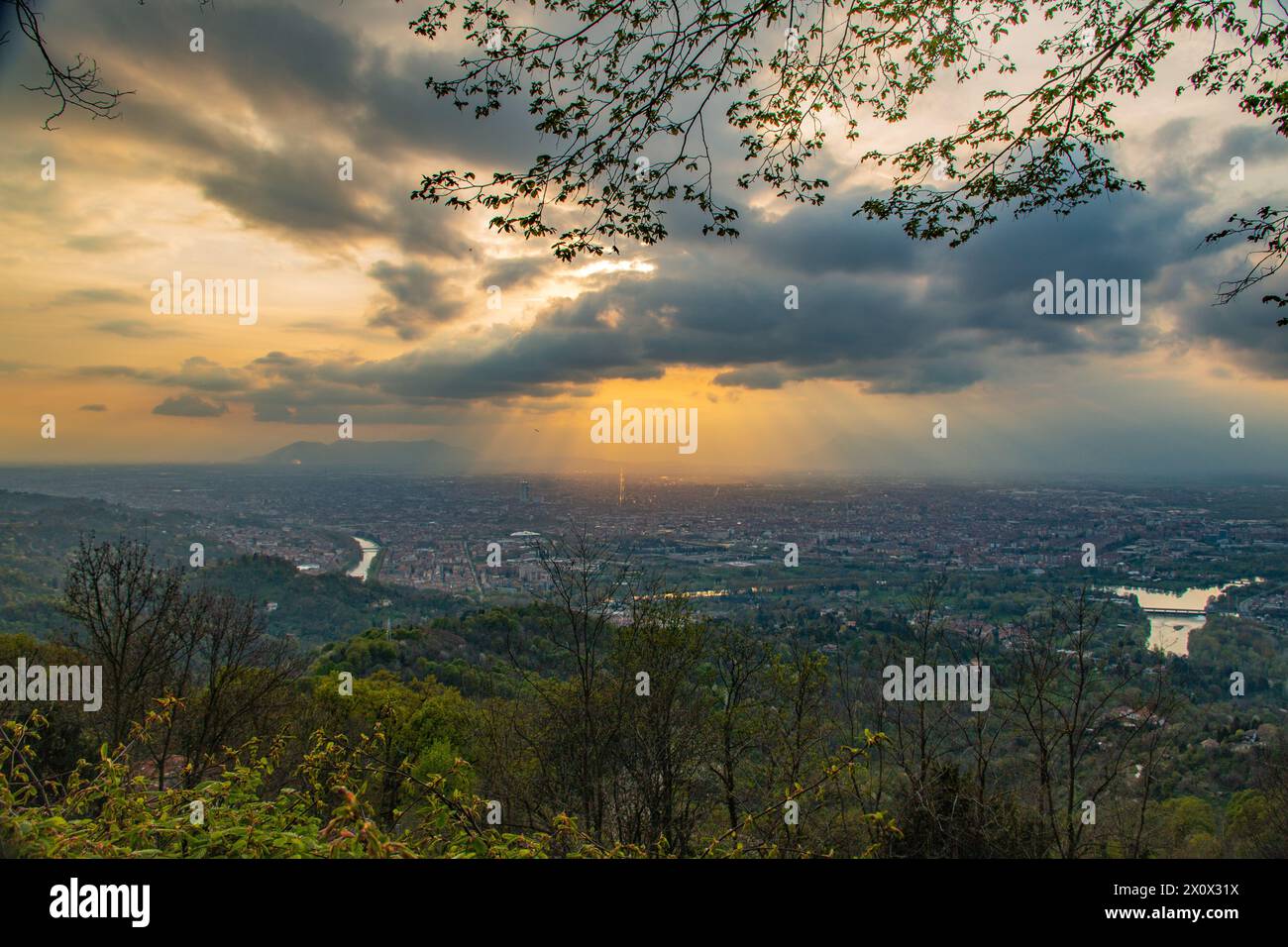 Impressive view of Turin at dusk from Mont Superga Stock Photo - Alamy