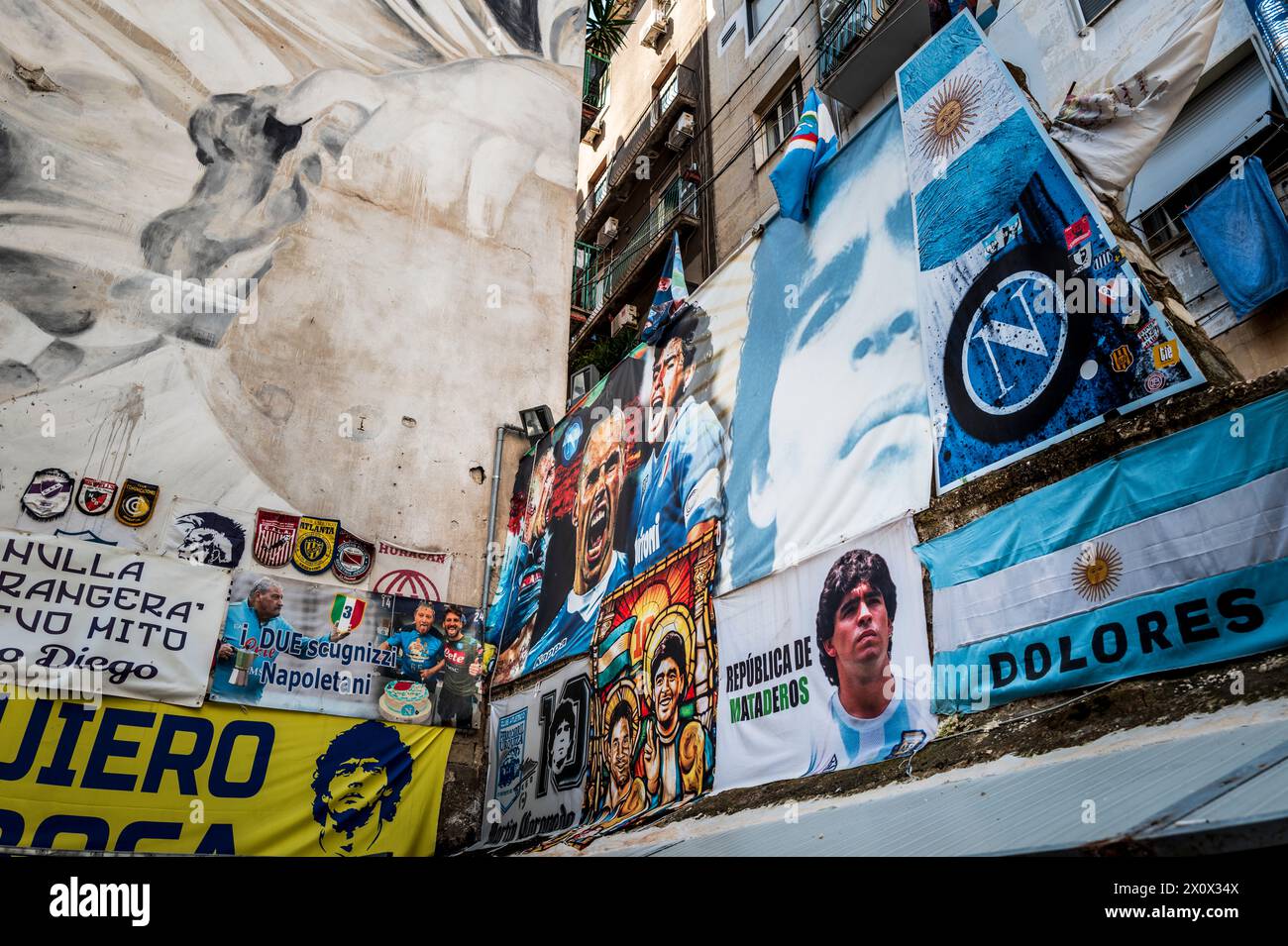 The Maradona wall mural and shrine in Via Emanuele de Deo, Naples ...
