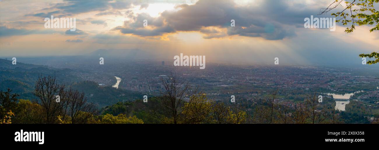 Impressive view of Turin at dusk from Mont Superga Stock Photo - Alamy