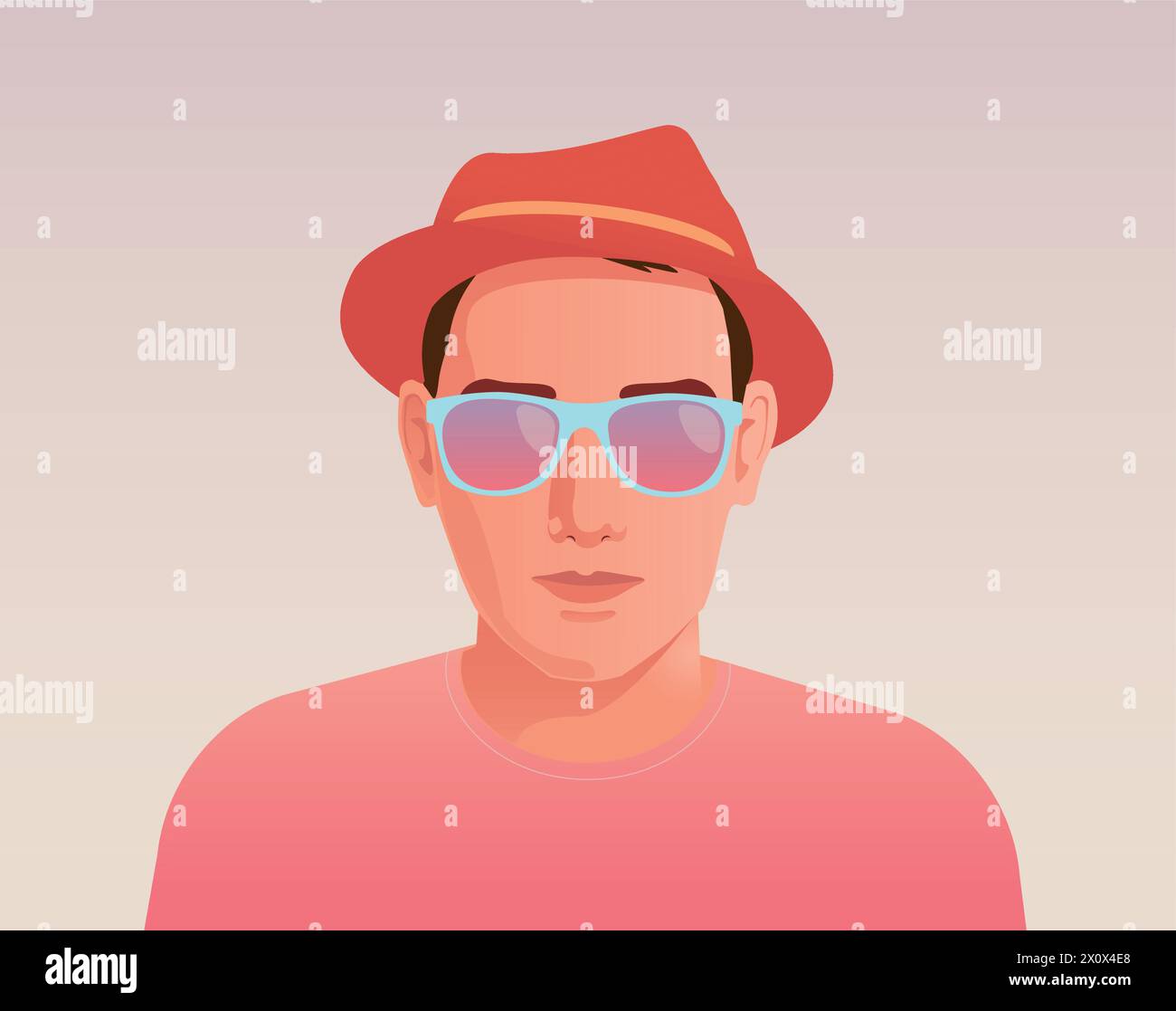 Young Guy in the hat full-face portrait. Hipster Men Guy Cartoon ...