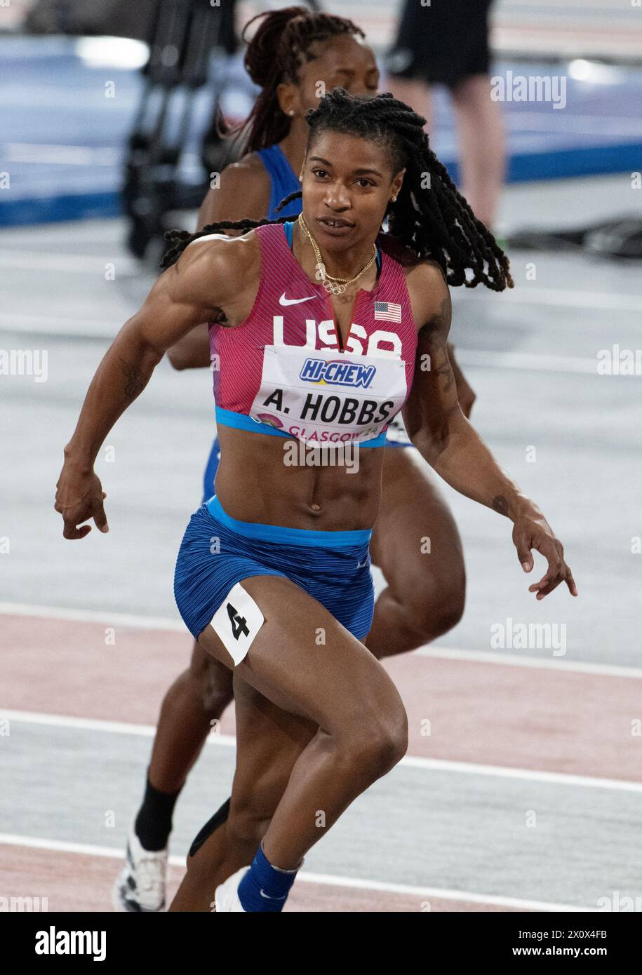Aleia Hobbs of the USA competing in the 60m heats on Day 2 at the World ...