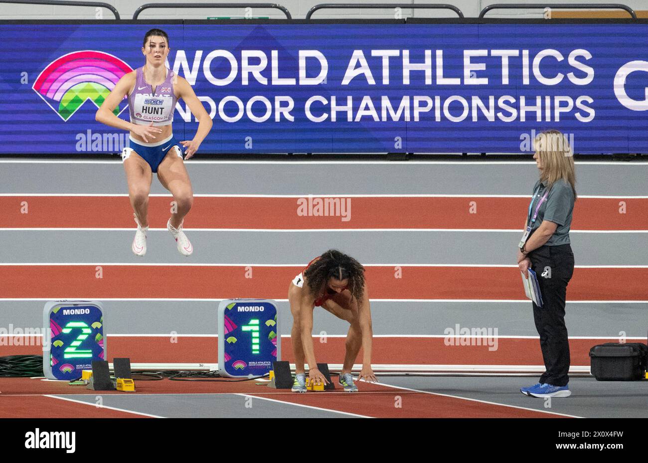 Amy Hunt of Great Britain competing in the 60m heats on Day 2 at the ...
