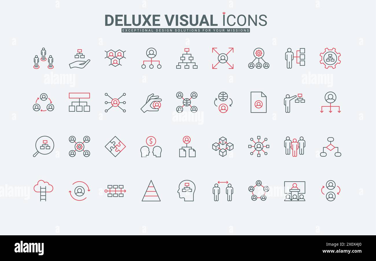 Structure And Hierarchy Of Corporate Company Department Organization Line Icons Set Org Chart