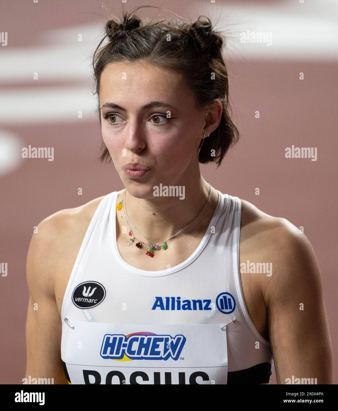 Rani Rosius of Belgium competing in the 60m heats on Day 2 at the World ...