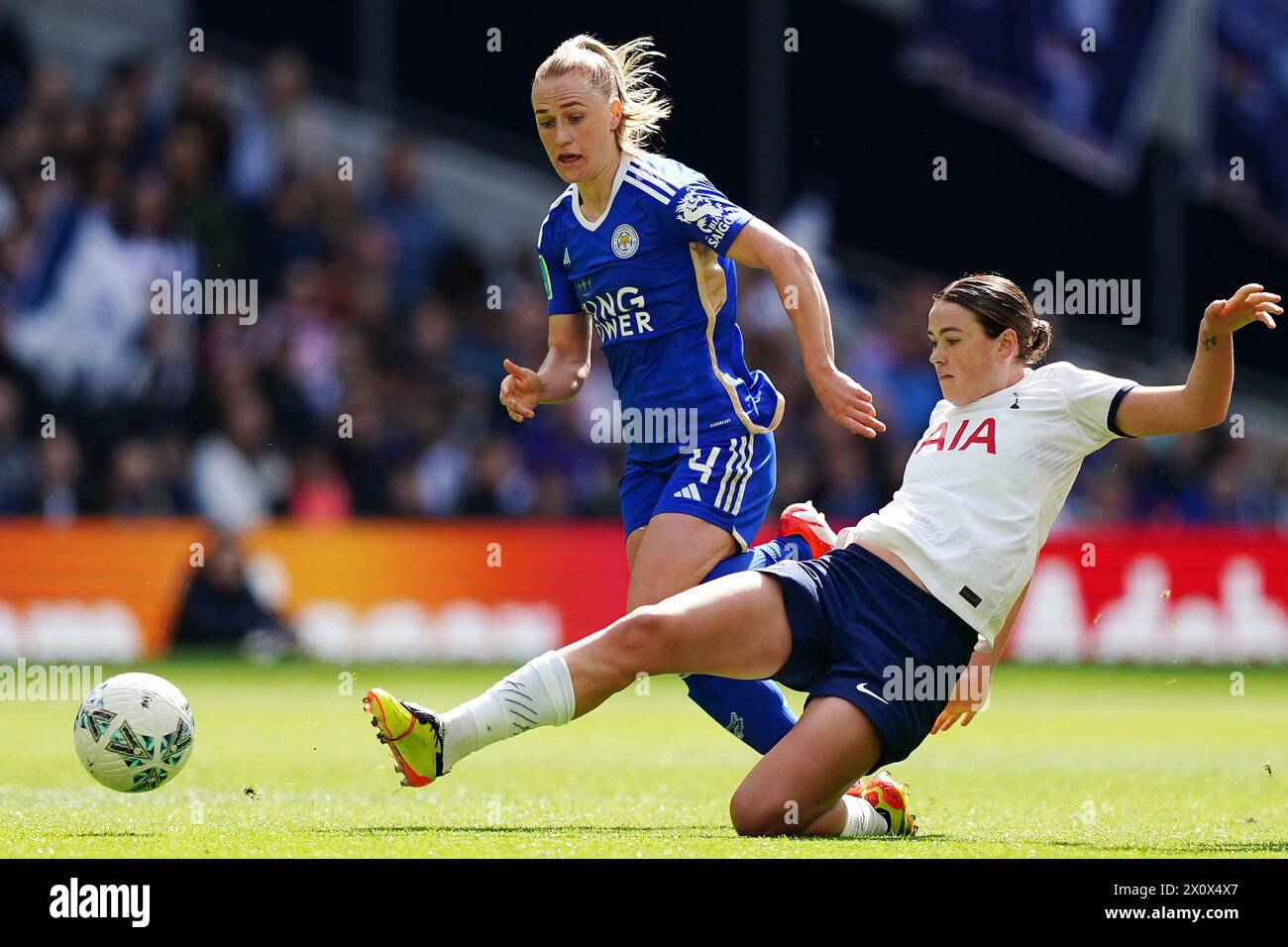Leicester City's C. J. Bott (left) and Tottenham Hotspur's Grace ...