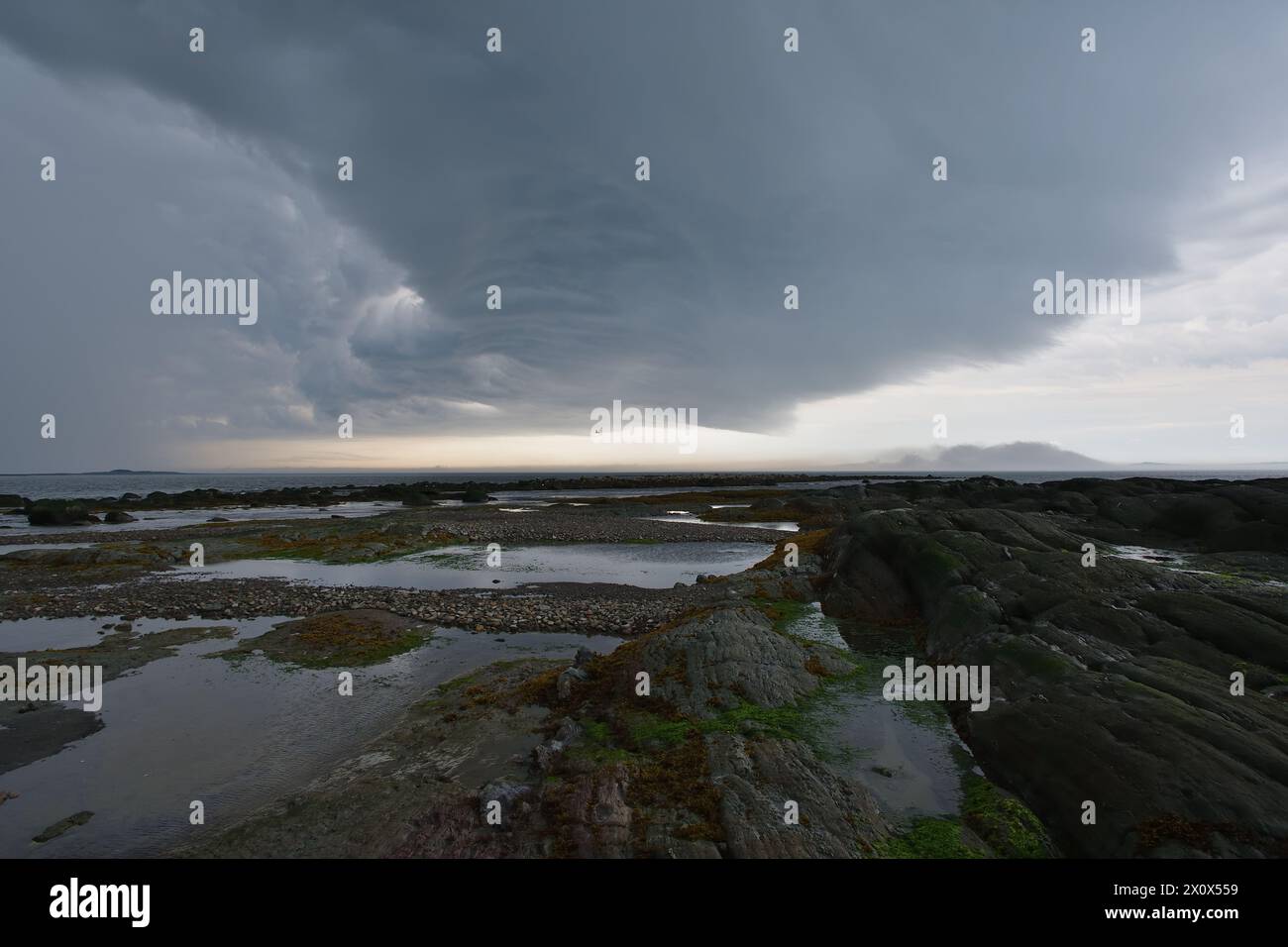 Bad weather on St-Lawrence river Ile aux Lievres. Heavy rain coming our ...