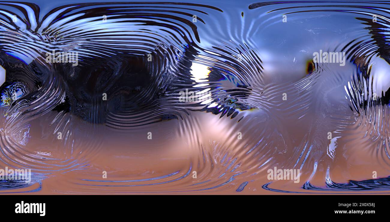 HDRI. Gradient waves, iridescent chrome wavy surface. Full spherical ...