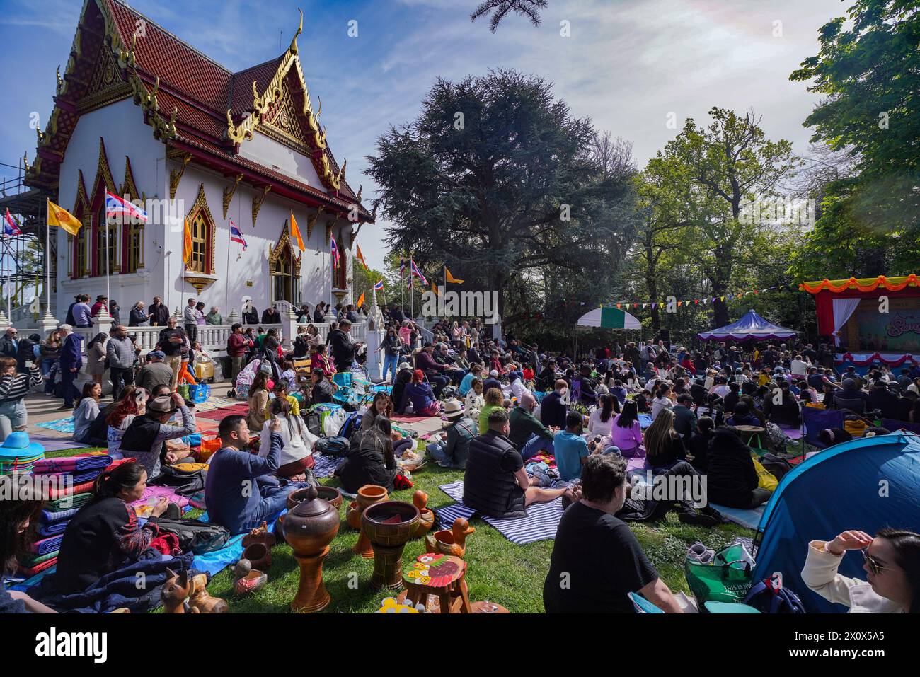 London 14 April 2024 . Large crowds picnic and enjoy the festivities at ...