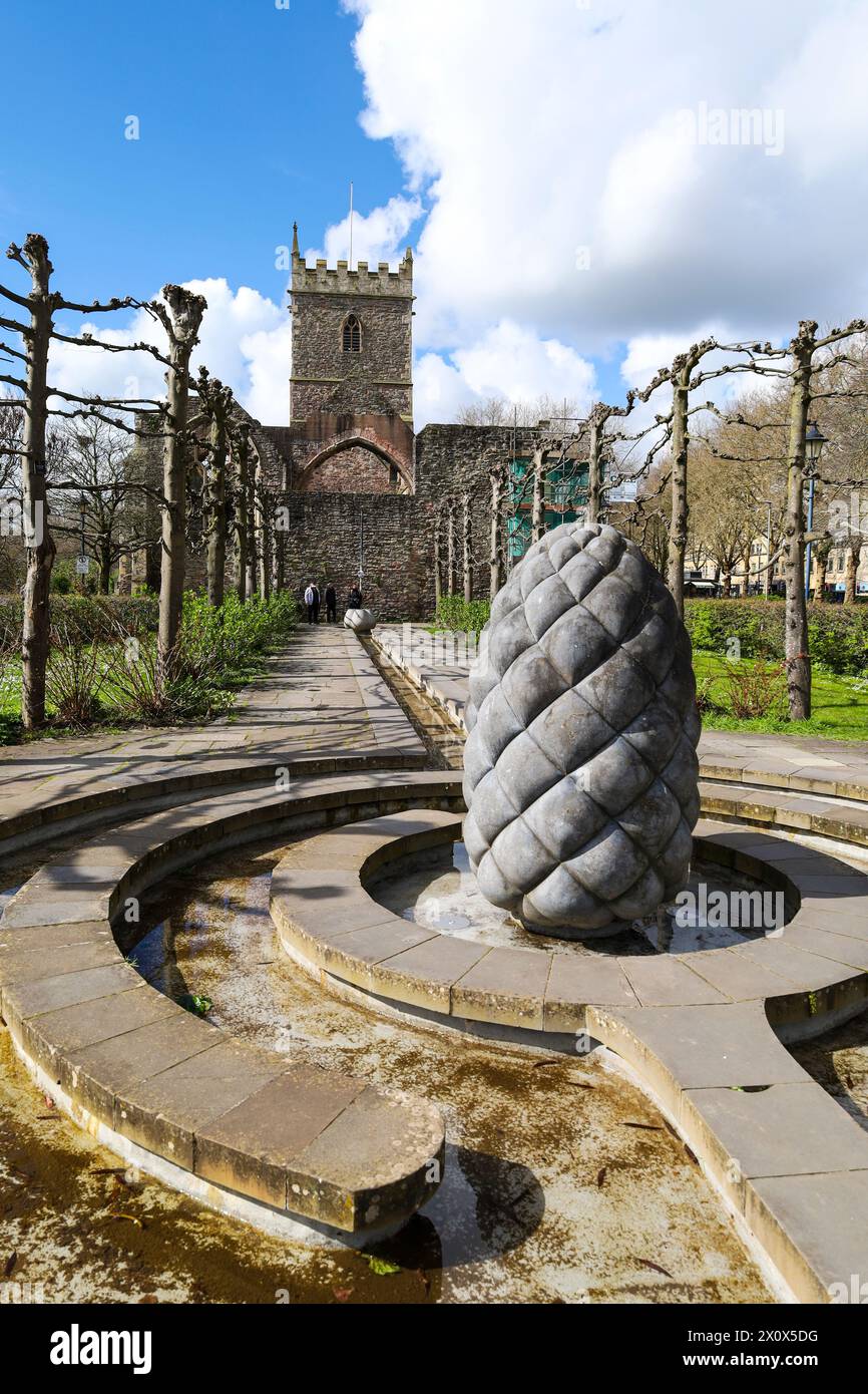 Bristol, England- March 30, 2024: Round Pool in Castle Park, a green ...