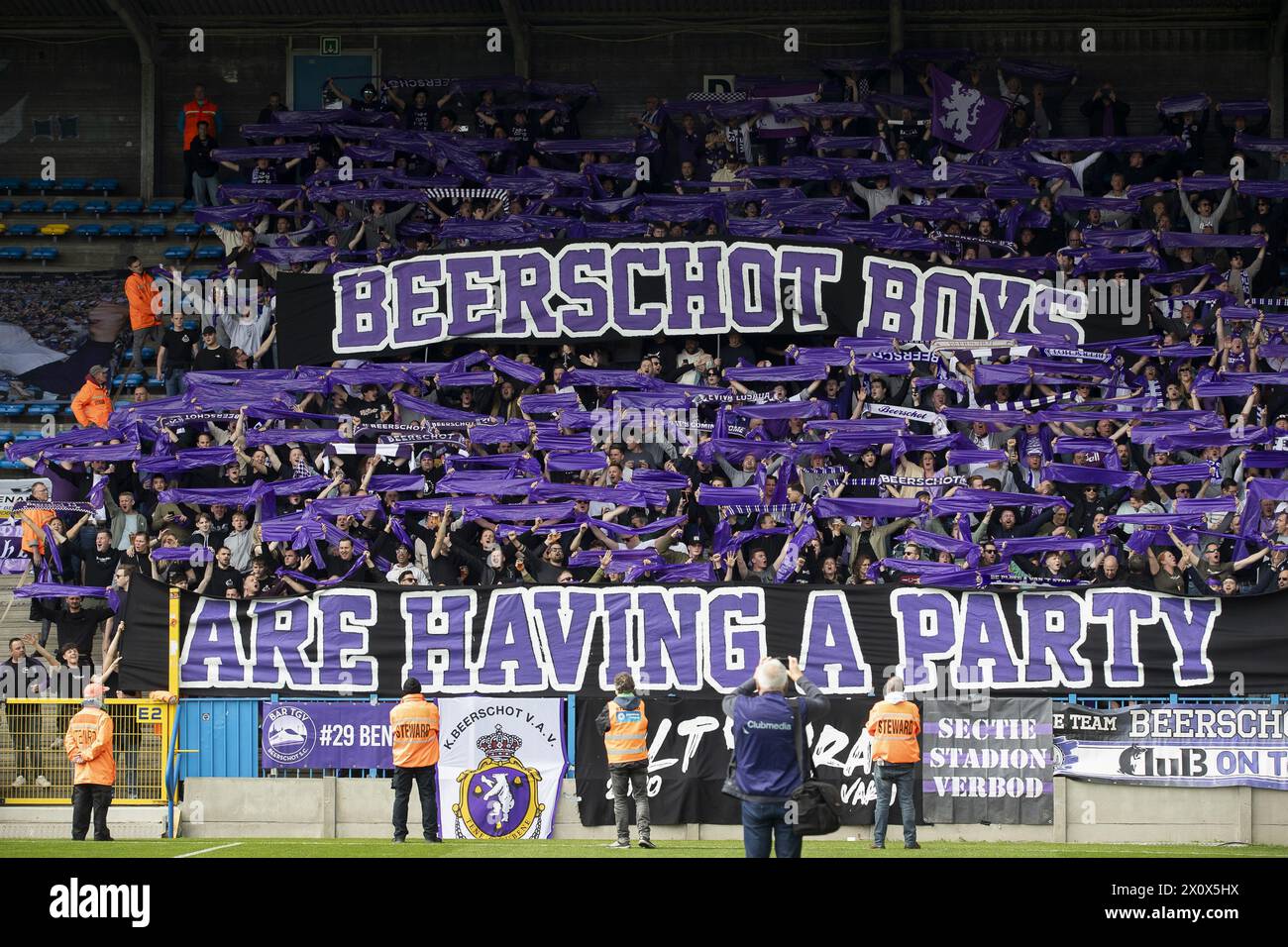 Beerschot's supporters pictured before a soccer match between SK ...