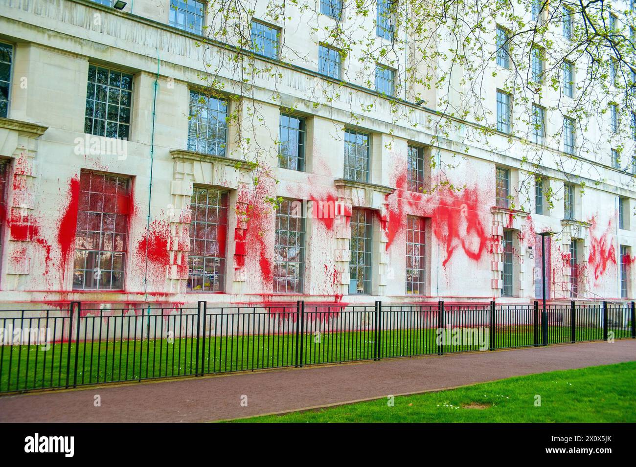 London, UK, 13 April 2024 MOD Ministery of Defence building covered in ...