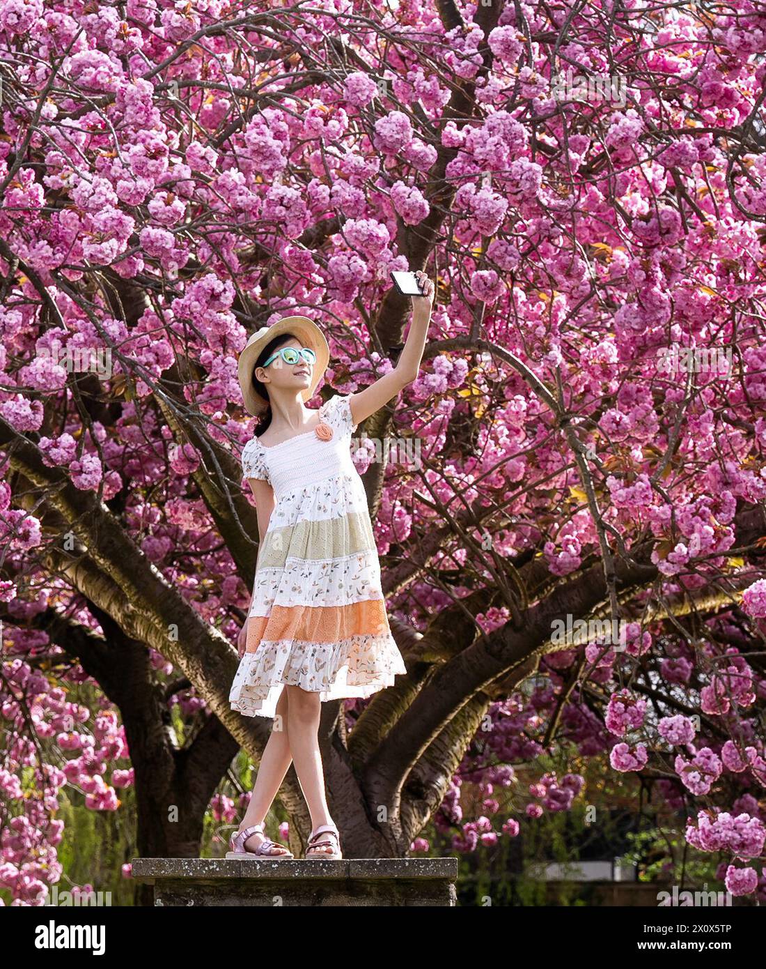 Photograph posed by model. Maja Lawson takes a photograph as she enjoys ...