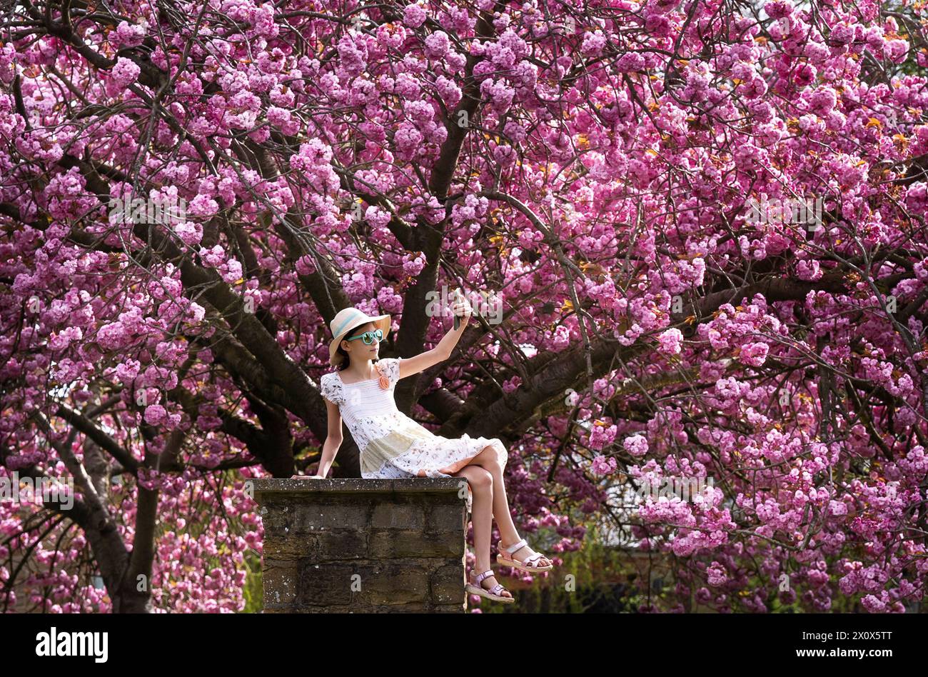 Photograph posed by model. Maja Lawson takes a photograph as she enjoys ...