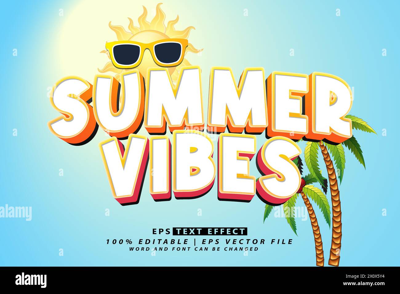 hello summer lettering 3d editable text effect Stock Vector Image & Art ...