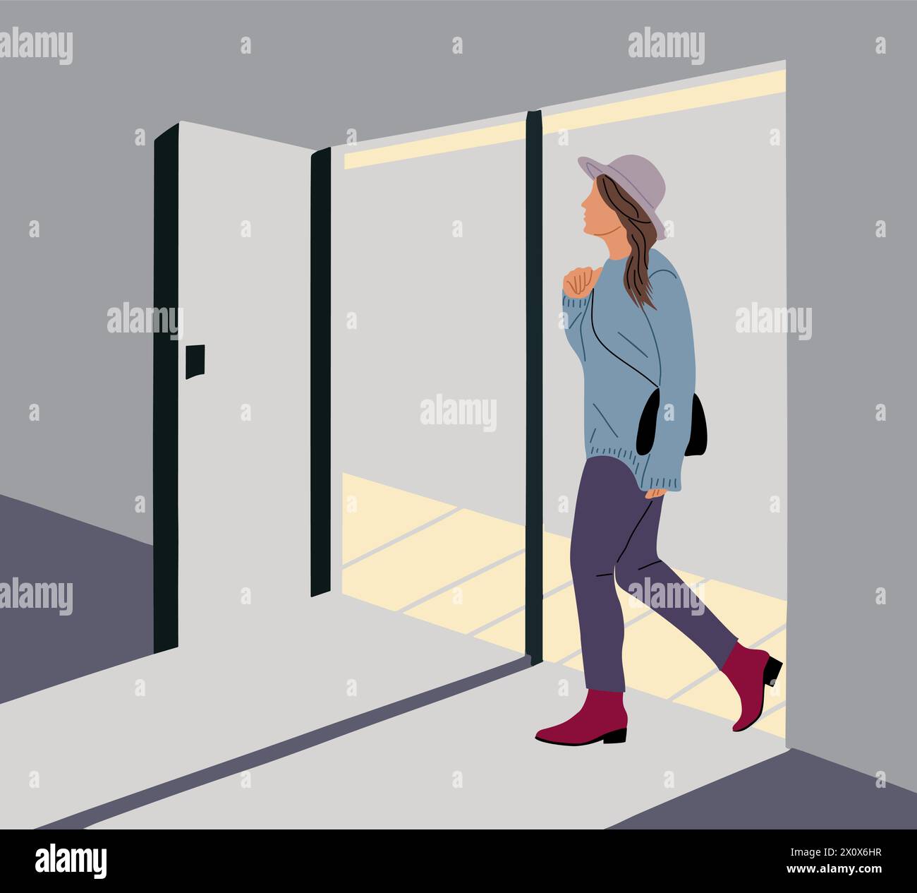 Woman door way Stock Vector Images - Alamy