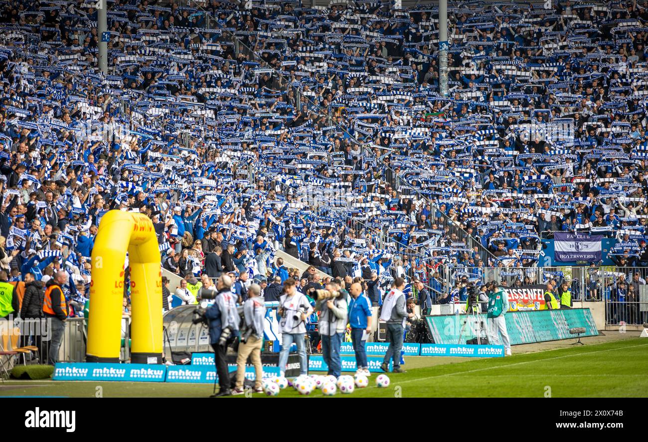 14 April 2024, Saxony-Anhalt, Magdeburg: Soccer: Bundesliga 2, 1. FC ...