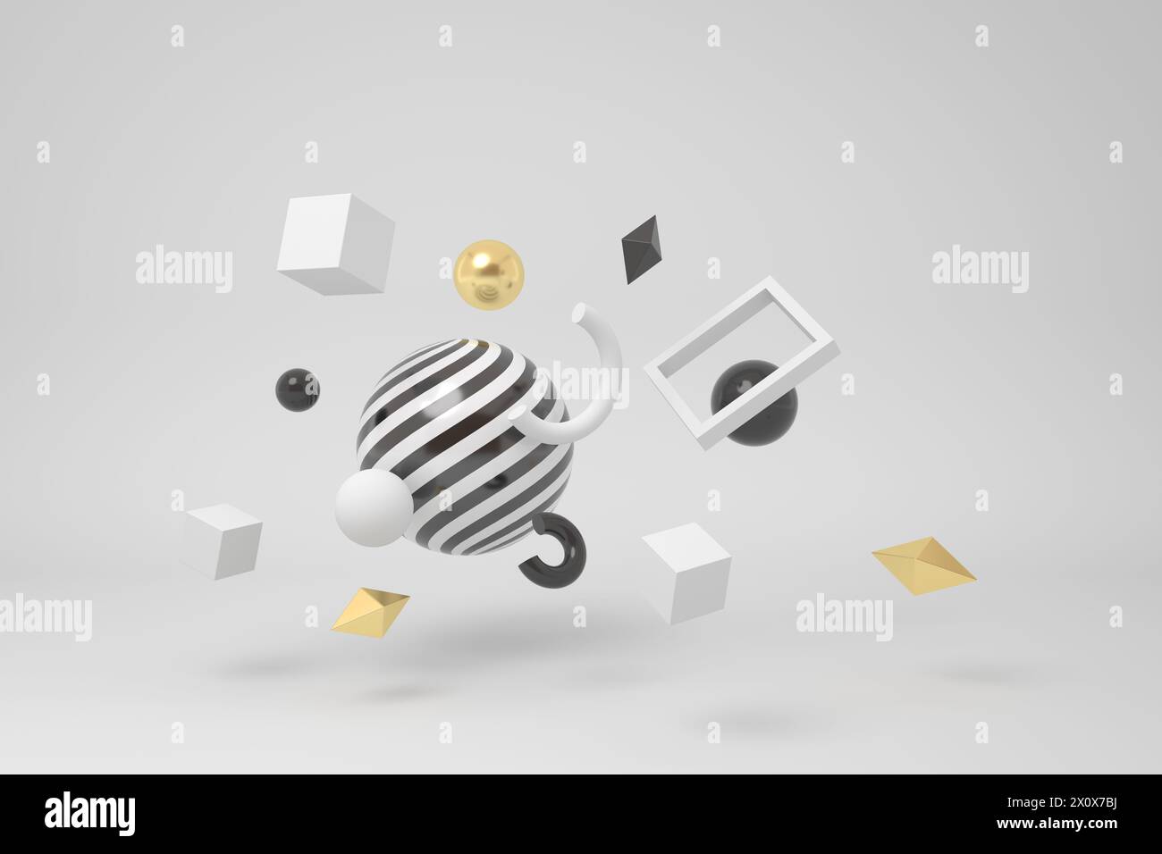 Suspended Striped Sphere With Geometric Forms Stock Photo - Alamy