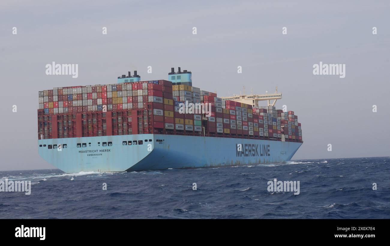 Egypt, Red Sea. Oct 3, 2023. Container ship Maastricht Maersk heads ...