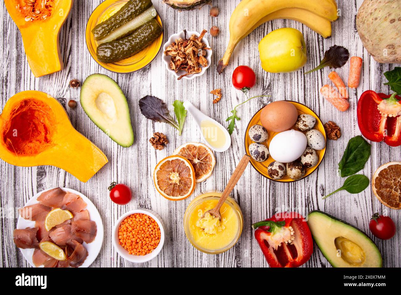 Healthy Balanced Meal Preparation with Fresh Vegetables and Protein ...