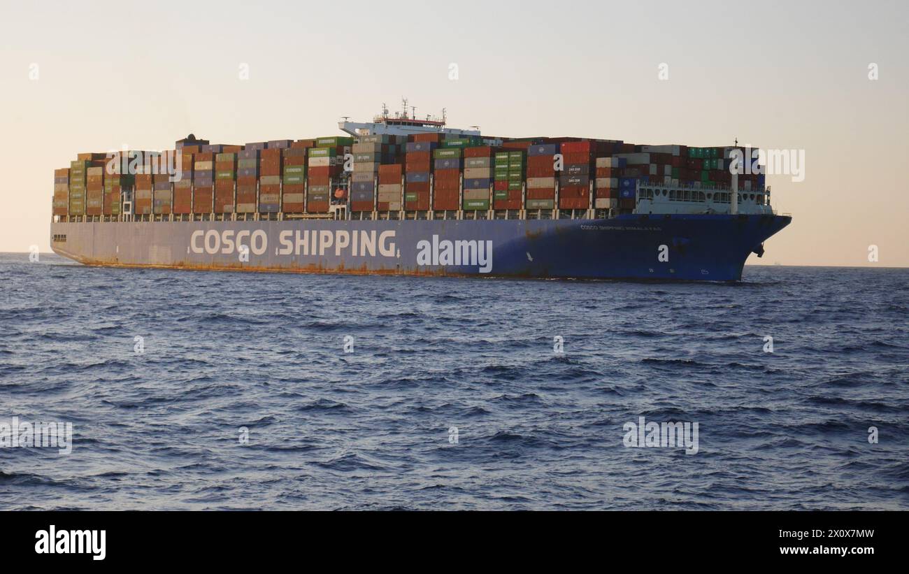 Red Sea, Egypt. June 16,2023. cargo ship - Cosco Himalayas - sails ...