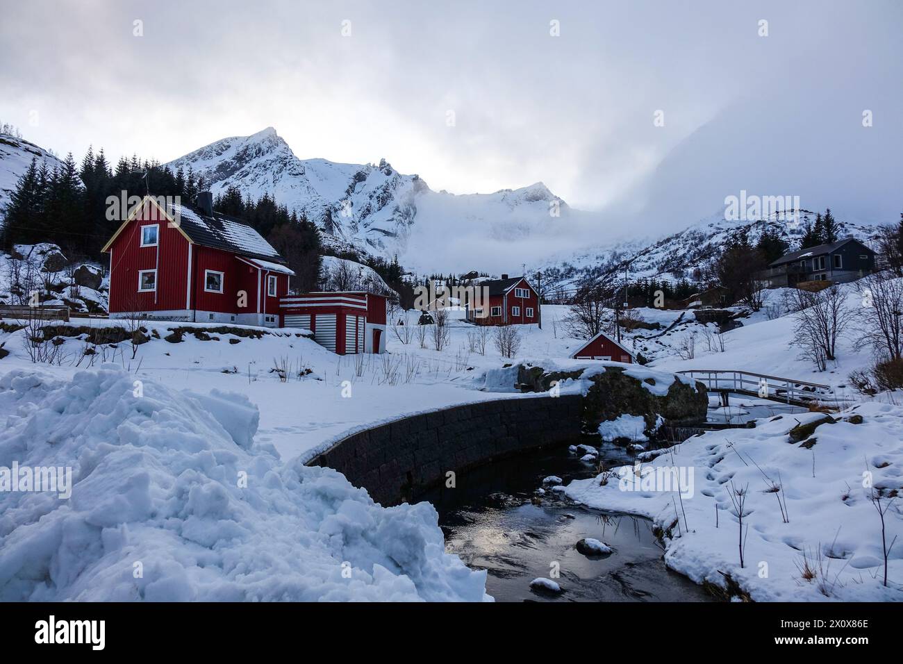 Icy Nusfjord, Lofoten, Norway Stock Photo - Alamy