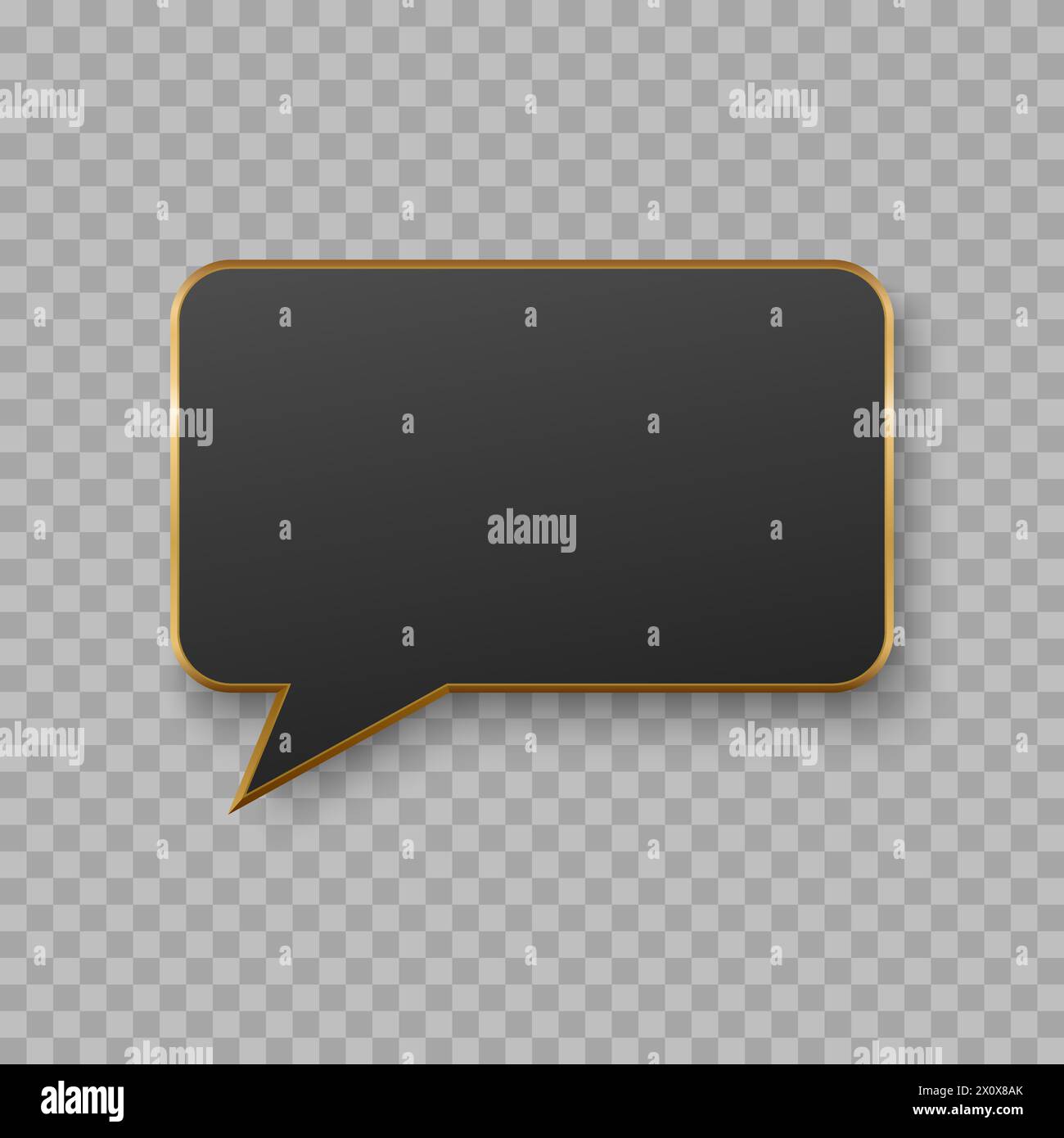 Vector black blank speech bubble with golden edge on dark background ...