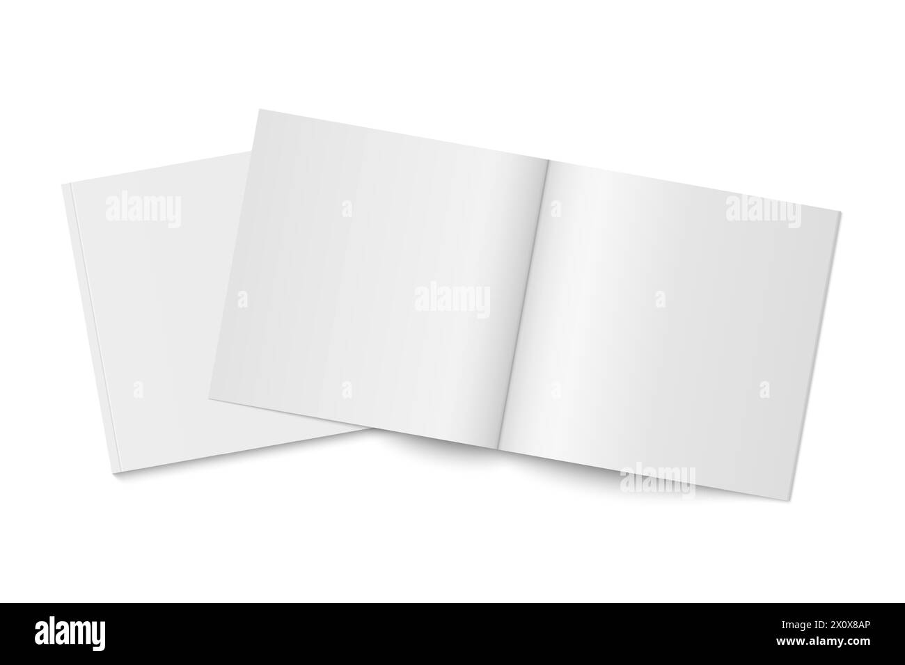 Vector mockup of two white paperback magazines with transparent shadow ...