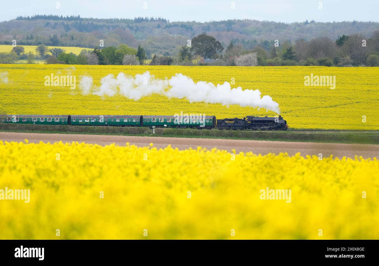 The S15 class steam locomotive 506 makes it's way along the Mid Hants ...