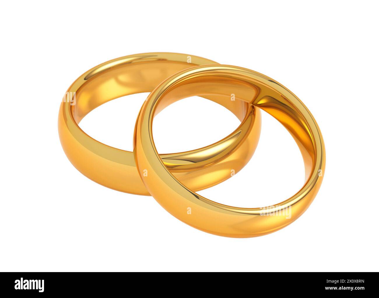 Two golden wedding ring bands Stock Photo - Alamy