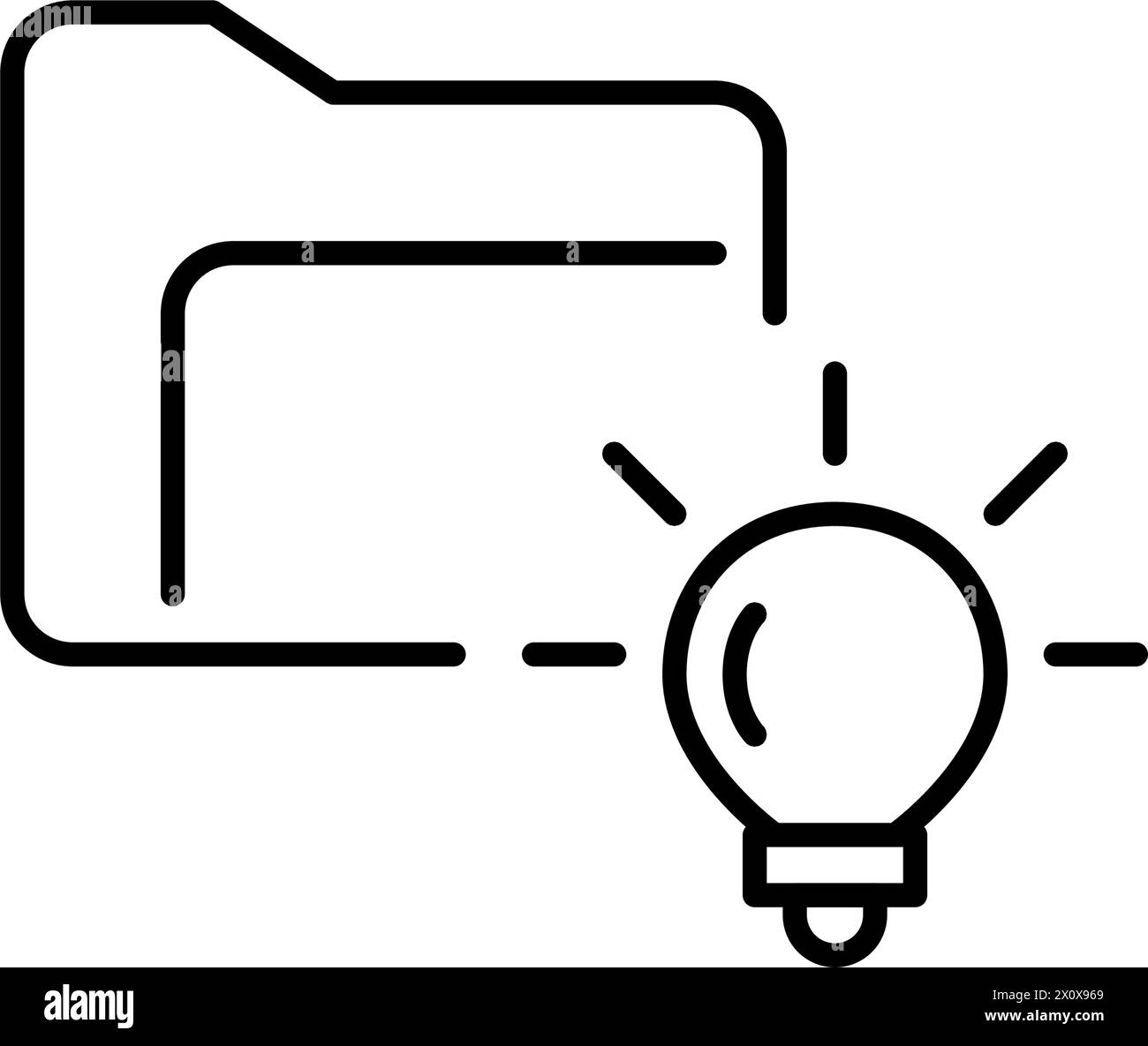 Digital Knowledge Repository Icon. A file folder and glowing lightbulb ...