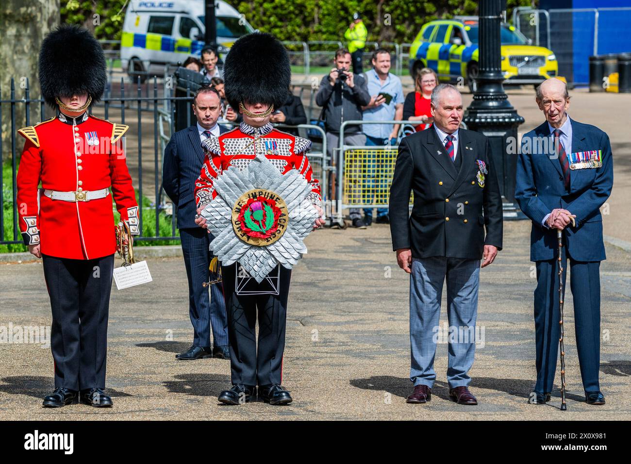 London, UK. 14th Apr, 2024. HRH The Duke of Kent arrivesat the Guards ...