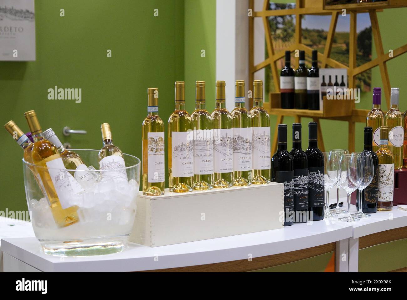 A general view of an Italian wine bottle being displayed at the 56th ...