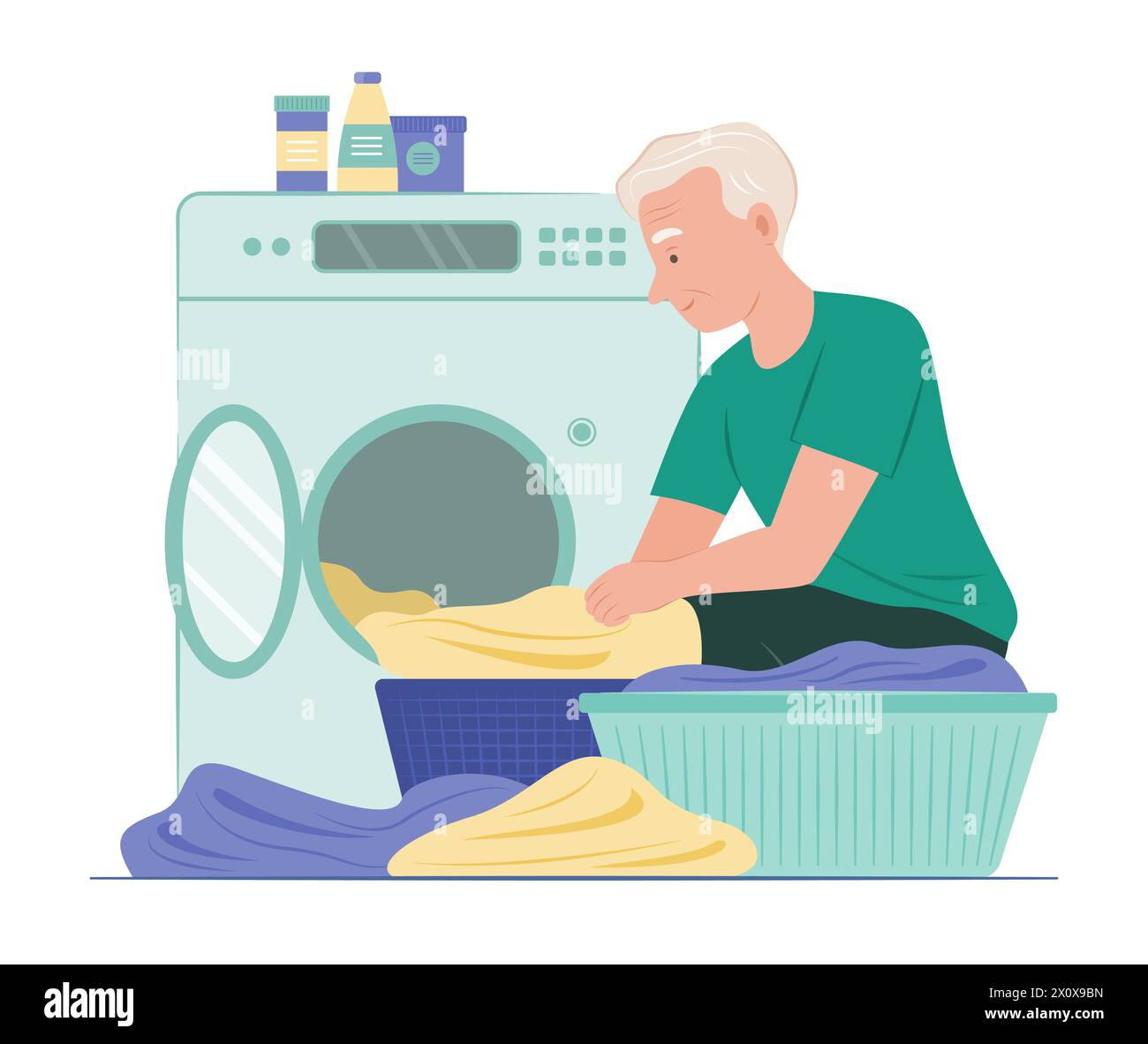 Man washing clothes by hand Stock Vector Images - Alamy