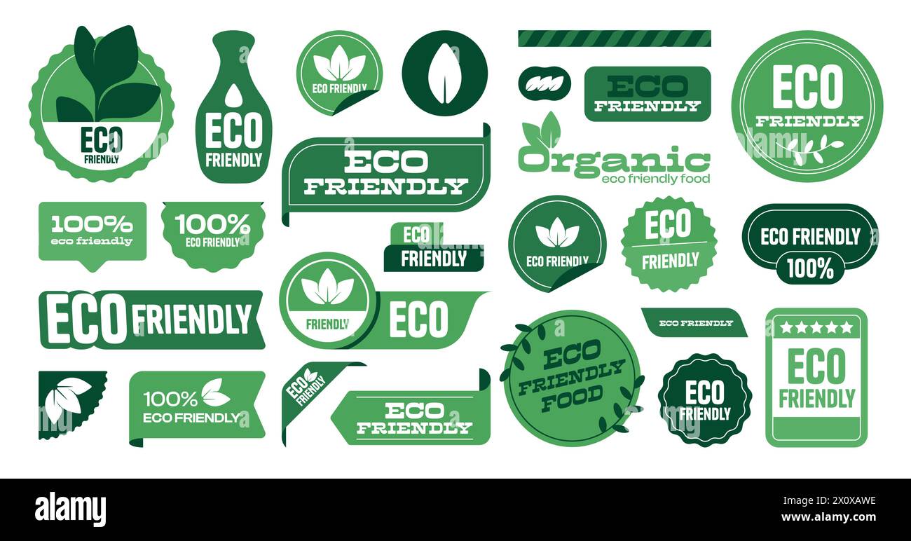 Eco friendly logo. Eco green leaf label, natural organic concept ...