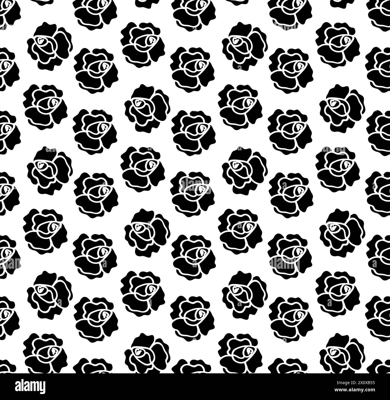 Cute roses black and white seamless pattern y2k, Hand drawn girly style ...