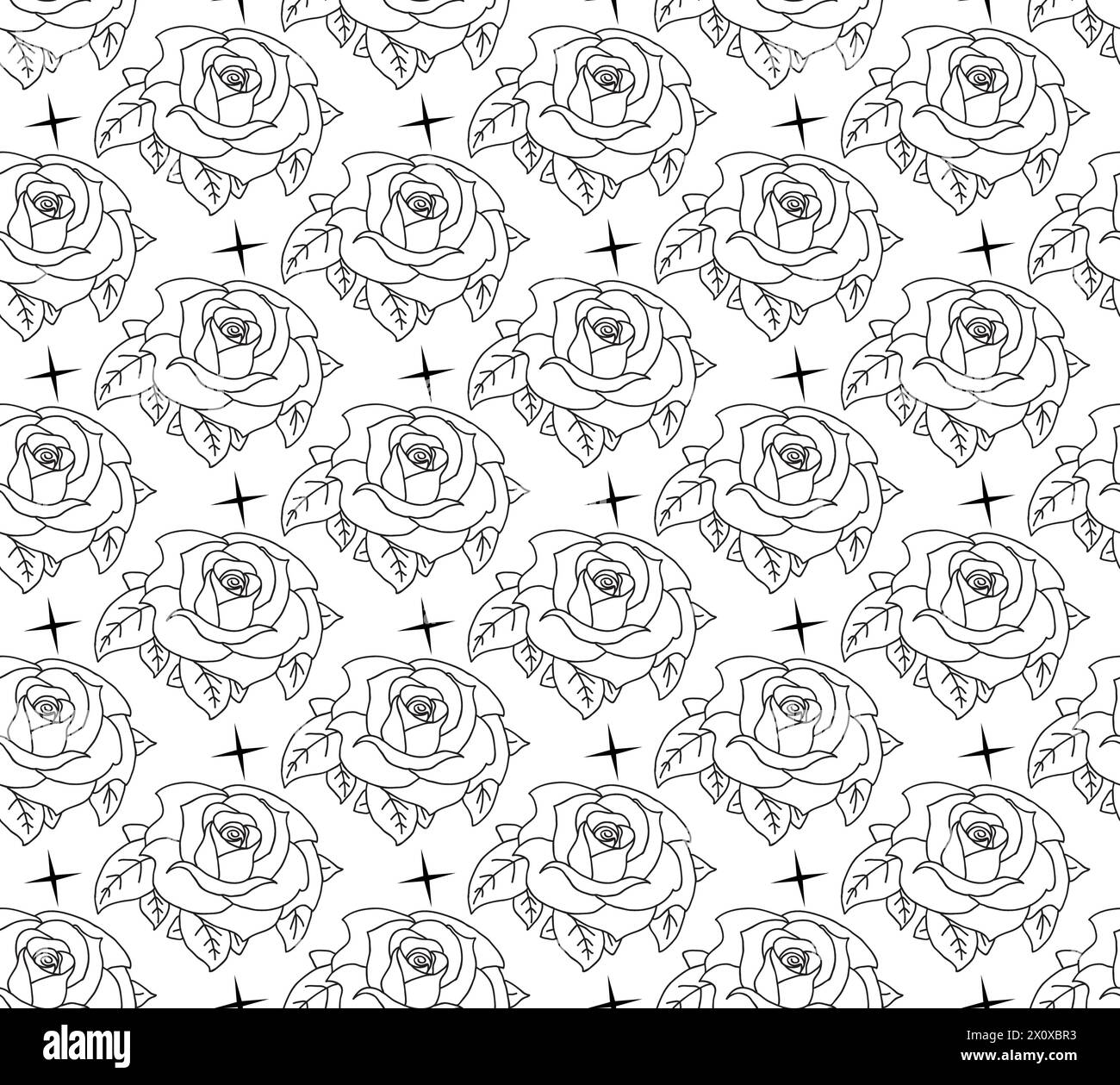 Cute roses black and white seamless pattern y2k, Hand drawn girly style ...