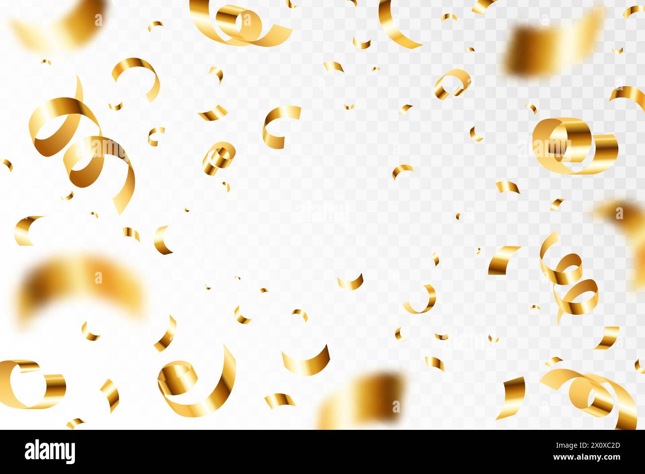 Golden confetti explosion. Falling shiny gold serpentine, flying ...