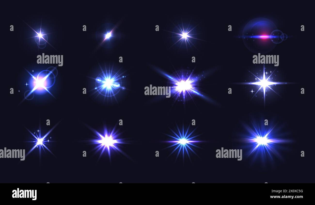 Flare light. Glow sparkle, lens realistic flare ignition effect ...