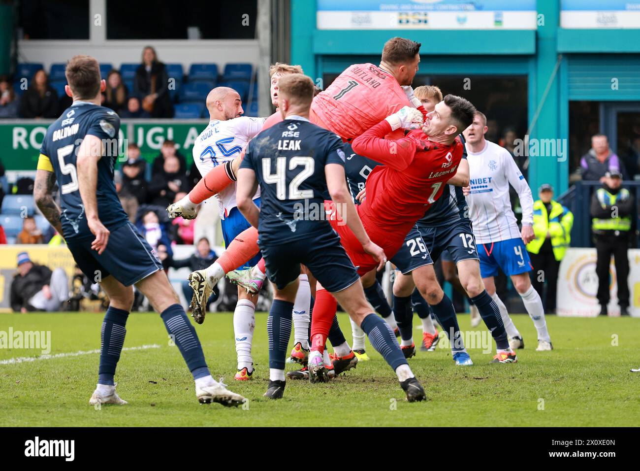 Rangers goalkeeper Jack Butland and Ross County goalkeeper Ross Laidlaw ...